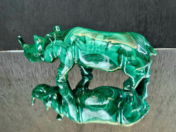 Large Malachite Crystal Rhino Carving 1.3 KG – Distinction Crystals