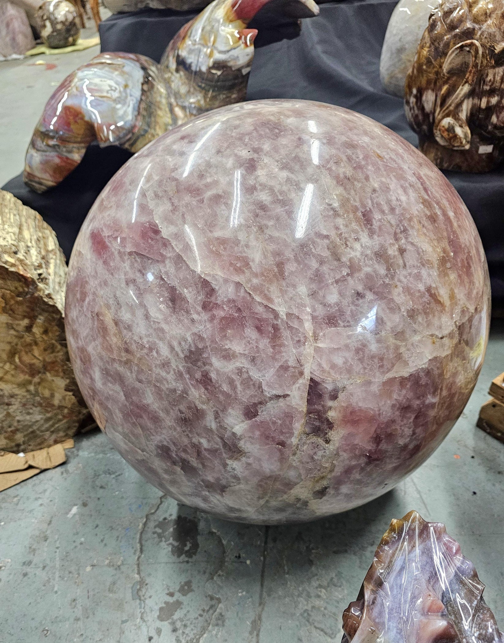XL Large Rose Quartz Crystal Sphere 150KG – Distinction Crystals