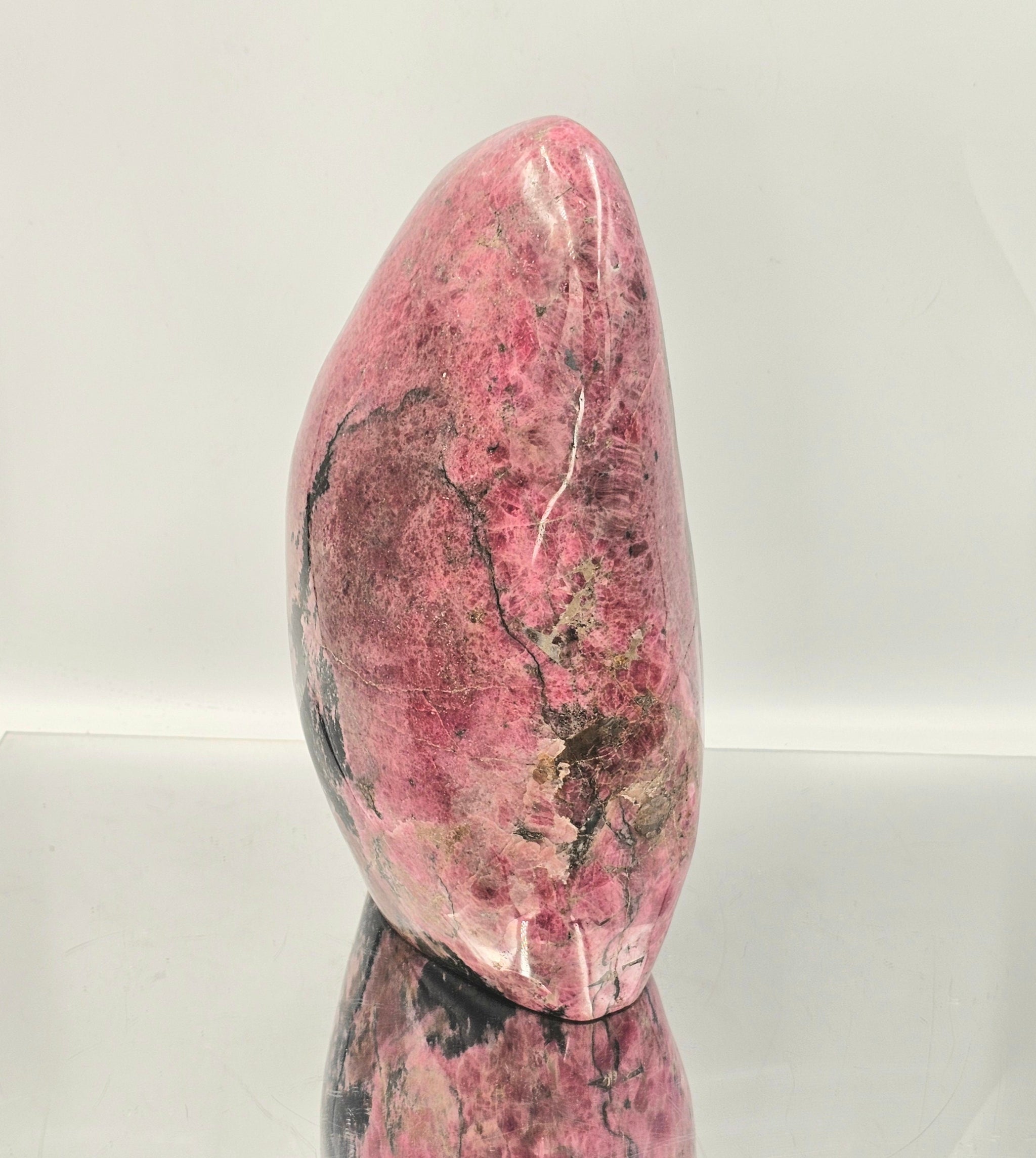 Very Large XL Pink Rhodonite Crystal Freeform – Distinction Crystals