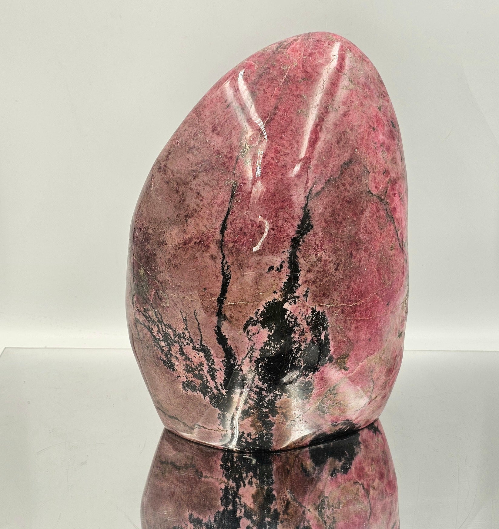 Very Large XL Pink Rhodonite Crystal Freeform – Distinction Crystals